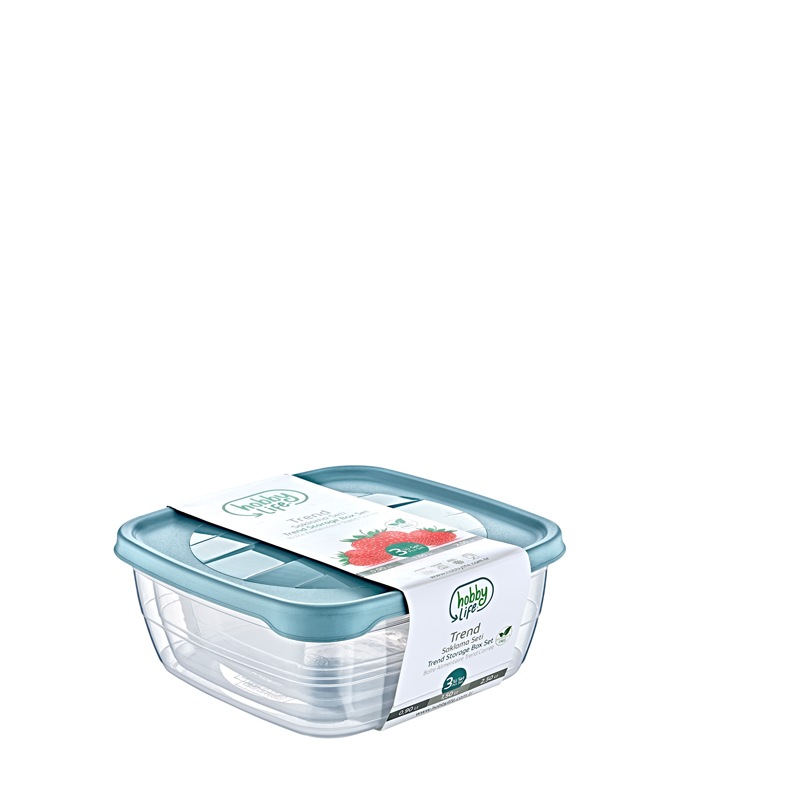 3 PCS SQUARE TREND STORAGE BOX (0.9+1.5+2.5 LT) | Casebella Shop